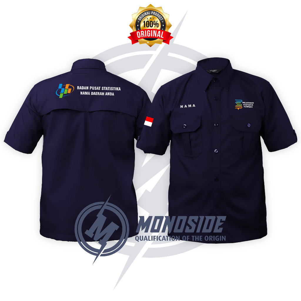 Jual KEMEJA PDL PDH LENGAN PENDEK BPS Badan Pusat Statistik FULL BORDIR FREE DESAIN CUSTOM ...