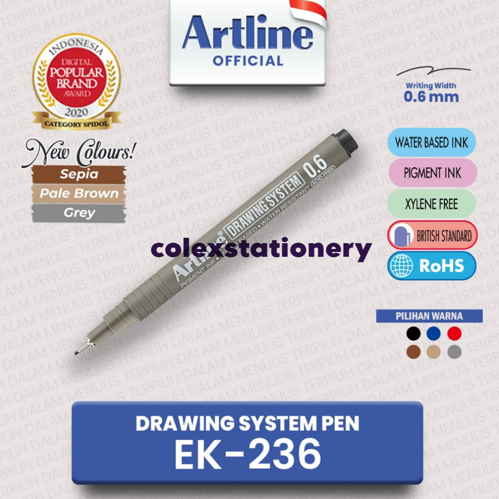 Jual Drawing Pen / Pulpen Drawing / Pulpen Gambar Artline ek 236 0.6mm ...