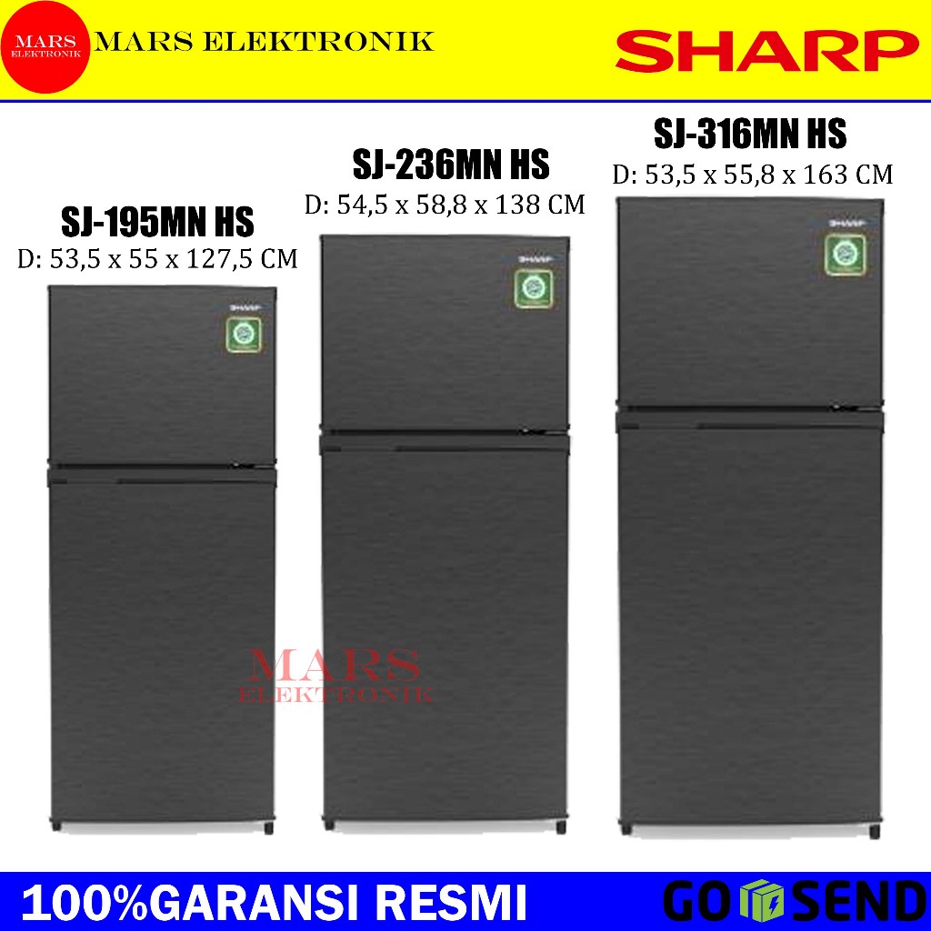 Jual KULKAS SHARP SJ-195MN HS / SJ-236MN HS / SJ-316MN HS / 152 LITER - 205 LITER - 256 LITER ...