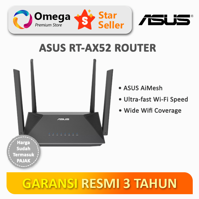 Jual Asus RT-AX52 Dual Band WiFi 6 AX1800 Extendable Router with AiMesh ...