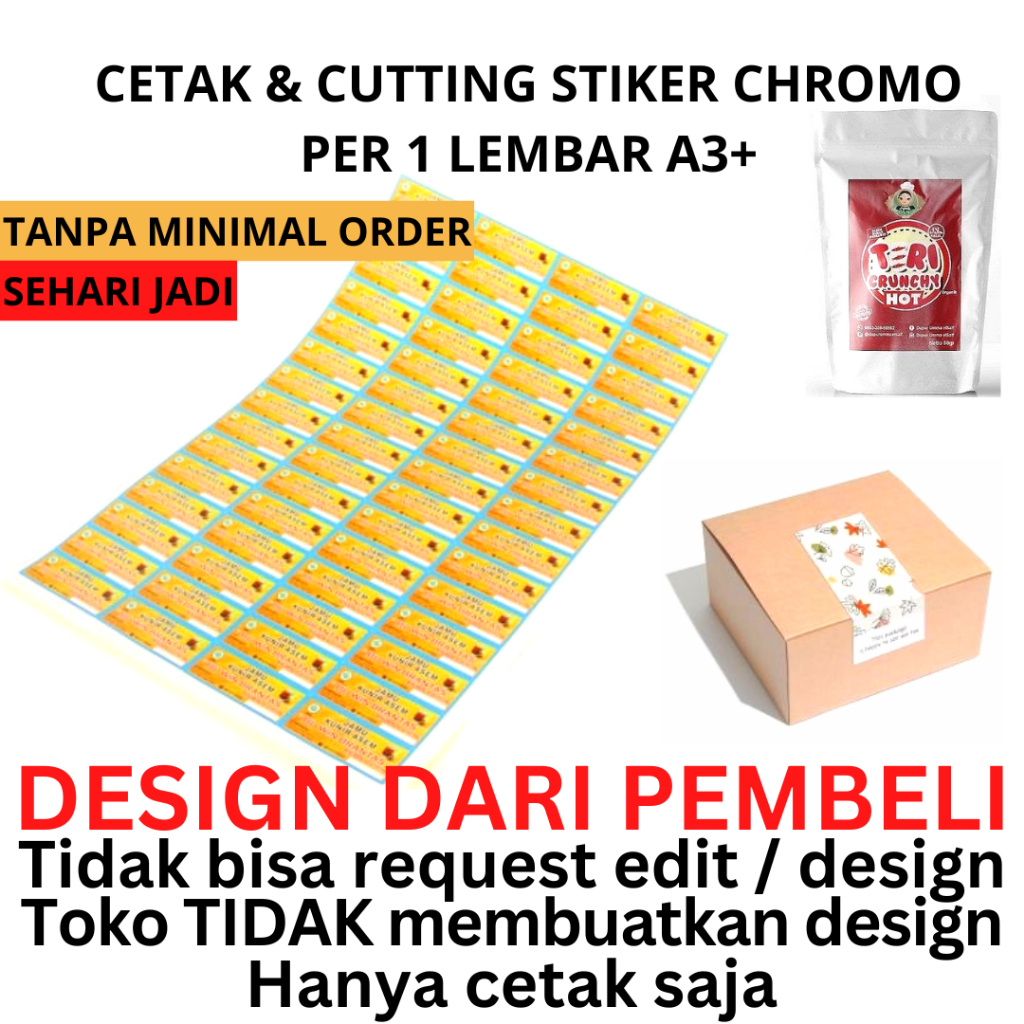 Jual Cetak & Cutting Stiker Chromo 1 Lembar A3+ / Label BULAT / Kemasan ...