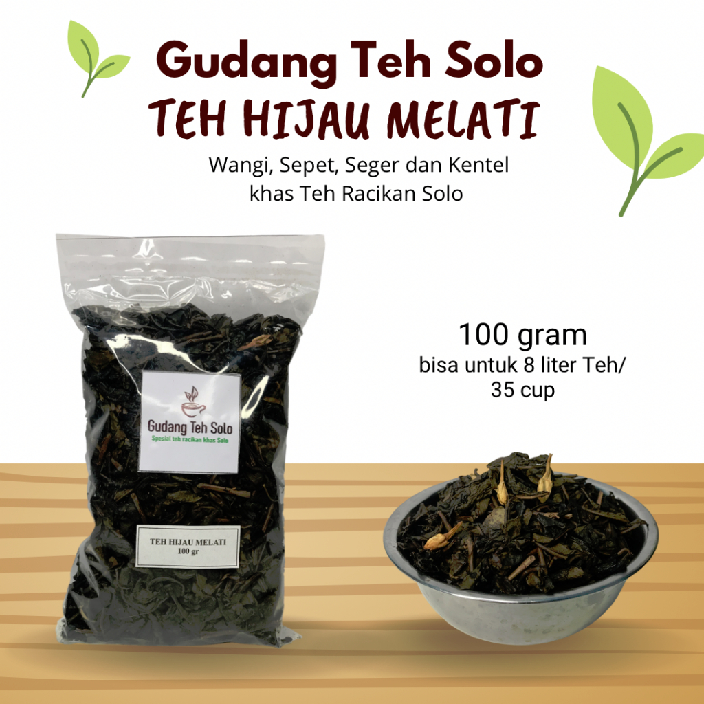 Jual Teh Hijau Melati, Jasmine Green Tea, Teh Racikan khas Solo, Wangi ...