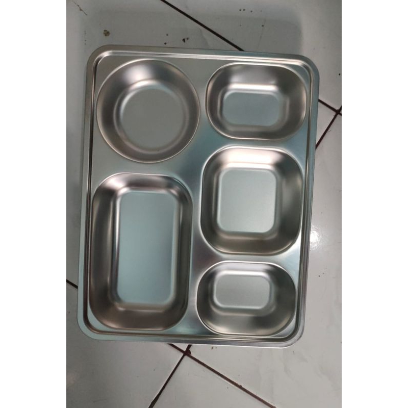 Jual REAL PICT Food tray makan stainles 5 sekat / kotak makan saji ...