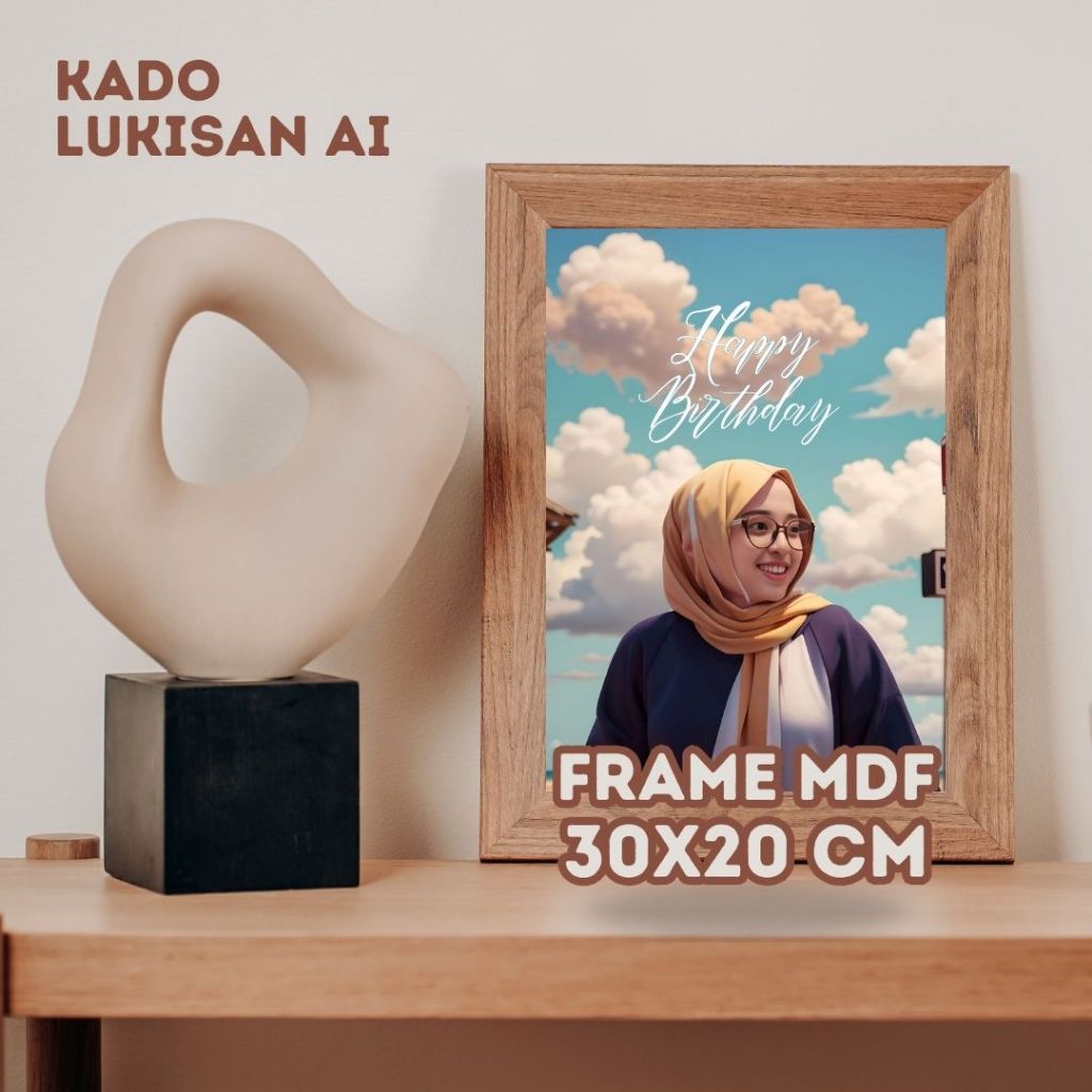 Jual Kado Lukisan Sketsa Wajah 3D dengan AI + GRATIS CETAK FRAME KAYU ...