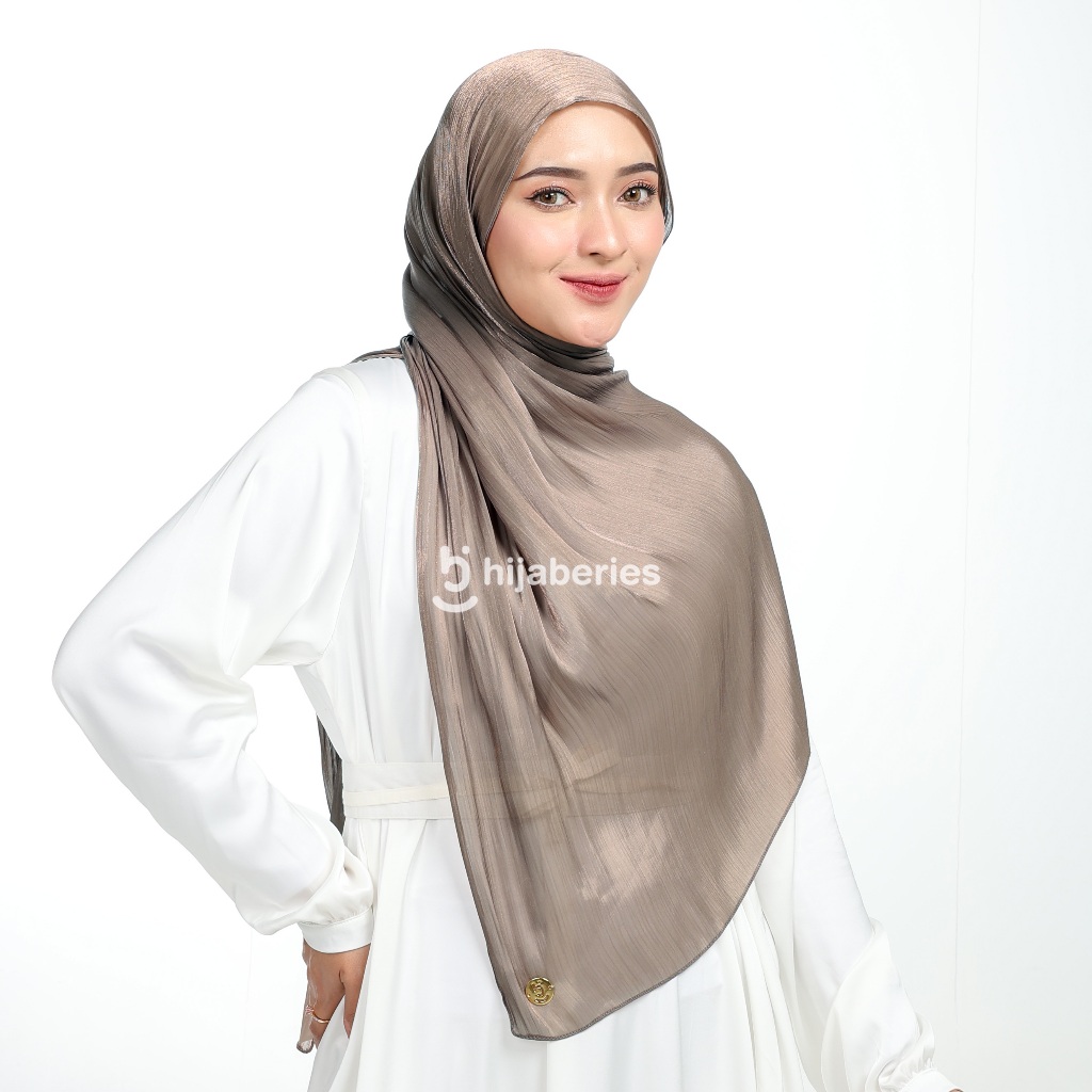 Jual Hijaberies - Shimmer Arabian Silk Pashmina (Choco Grey) | Hijab ...