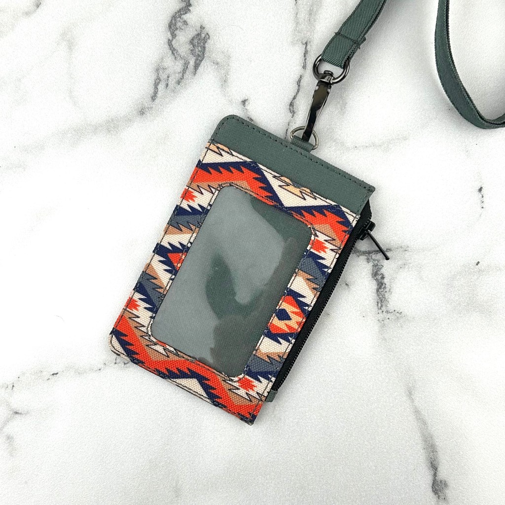 Jual ID card holder hanging wallet name tag kartu lanyard zipper motif ...