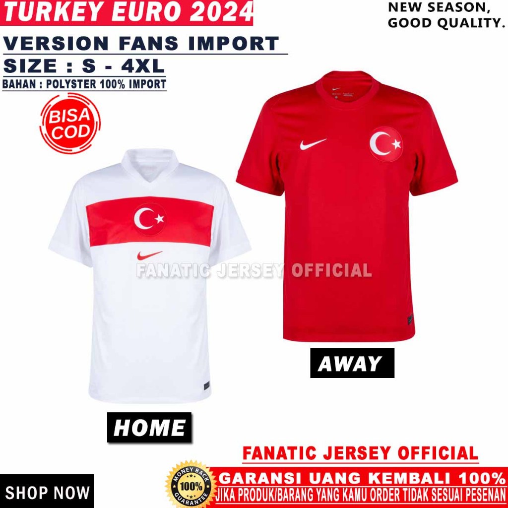 Jual JERSEY TURKI EURO 2024 2025 HOME AWAY GRADE ORIGINAL VERSION FANS ...