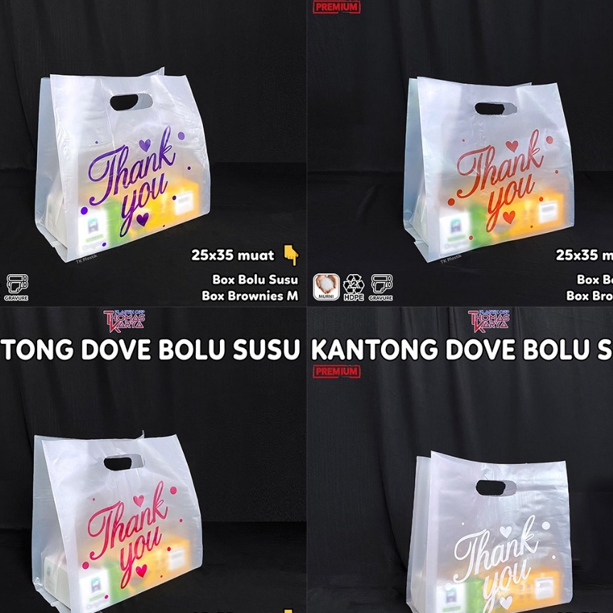 Jual KF7 Plastik Bolu Susu Motif THANK YOU isi 5 Paper Bag Box Brownies ...