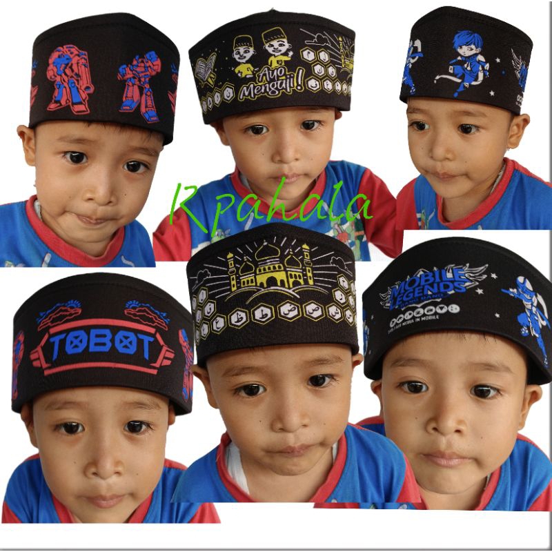 Jual Rpahala peci anak karakter LED peci ukuran 1-5 peci hitam peci ...