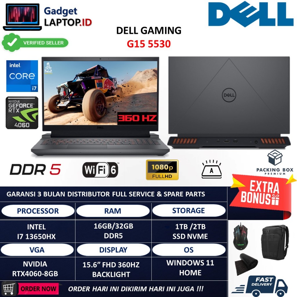 Jual LAPTOP DELL GAMING G15 5530 INTEL I7 13650HX DDR5 32GB 1TB SSD RTX4060 8GB 15 FHD 360HZ ...