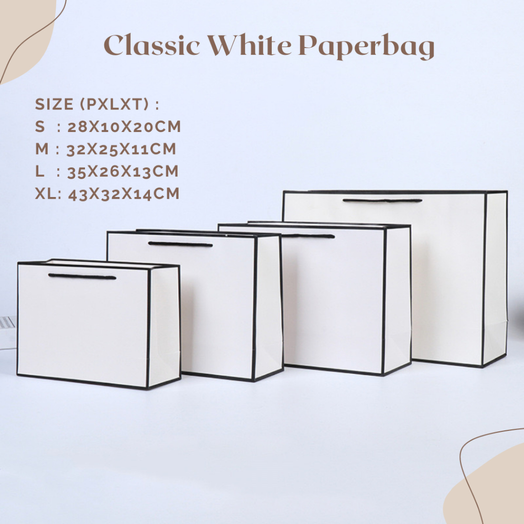 Jual PAPERBAG PUTIH LIST HITAM ELEGAN PAPER BAG GOODIE BAG CLASSIC ...