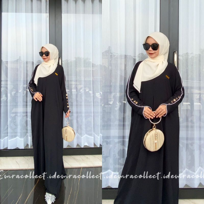 Jual Abaya Basic Habibah Premium Gamis Plain Umroh Daily Abaya Kancing Dress Gamis Batwing ...