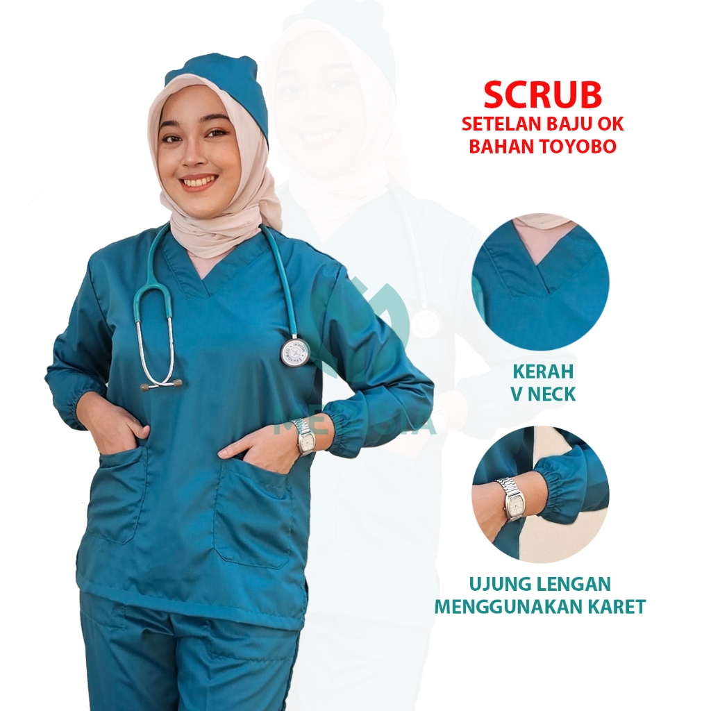Jual Baju OK Lengan Panjang Karet Scrub Untuk Jaga Dokter Perawat Bidan ...