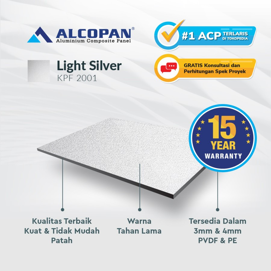 Jual ACP Alcopan Light Silver Tajima Outdoor 122x244cm PVDF 3mm ...