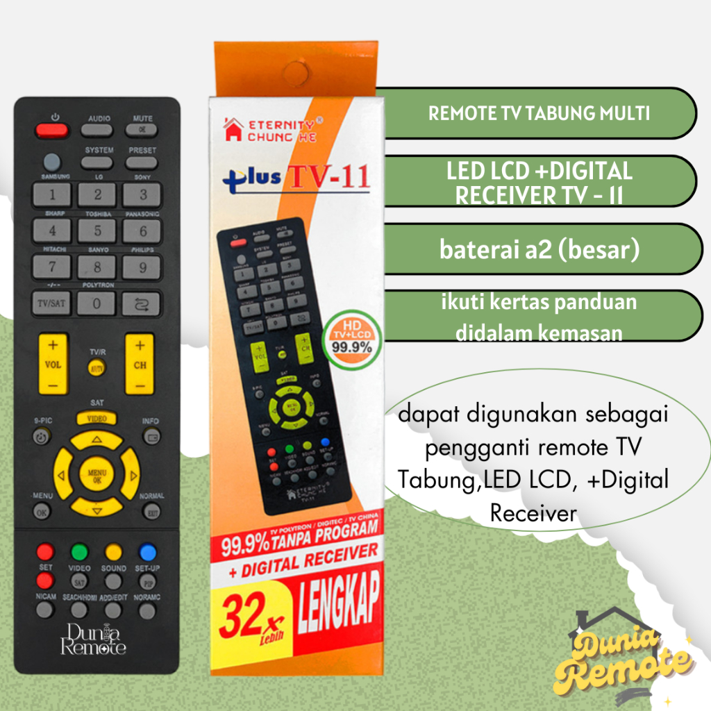 Jual Remot REMOTE Multi Tv Tabung LCD LED Receiver Parabola Type TV 11 CHUNG-HE | Shopee Indonesia