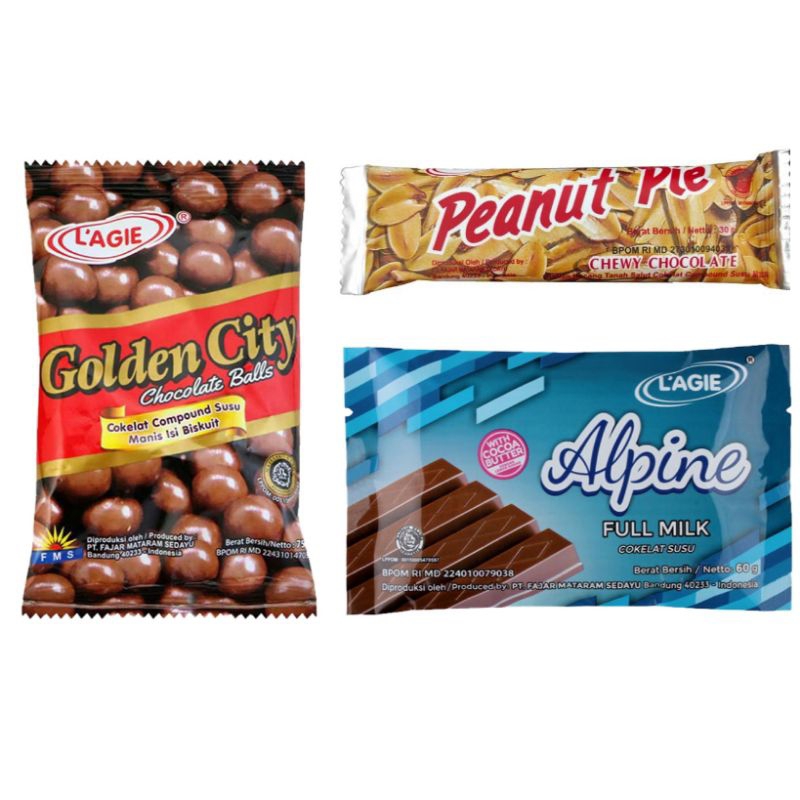 Jual L'agie lagie aneka cokelat chocolate alpin golden city peanut pie ...