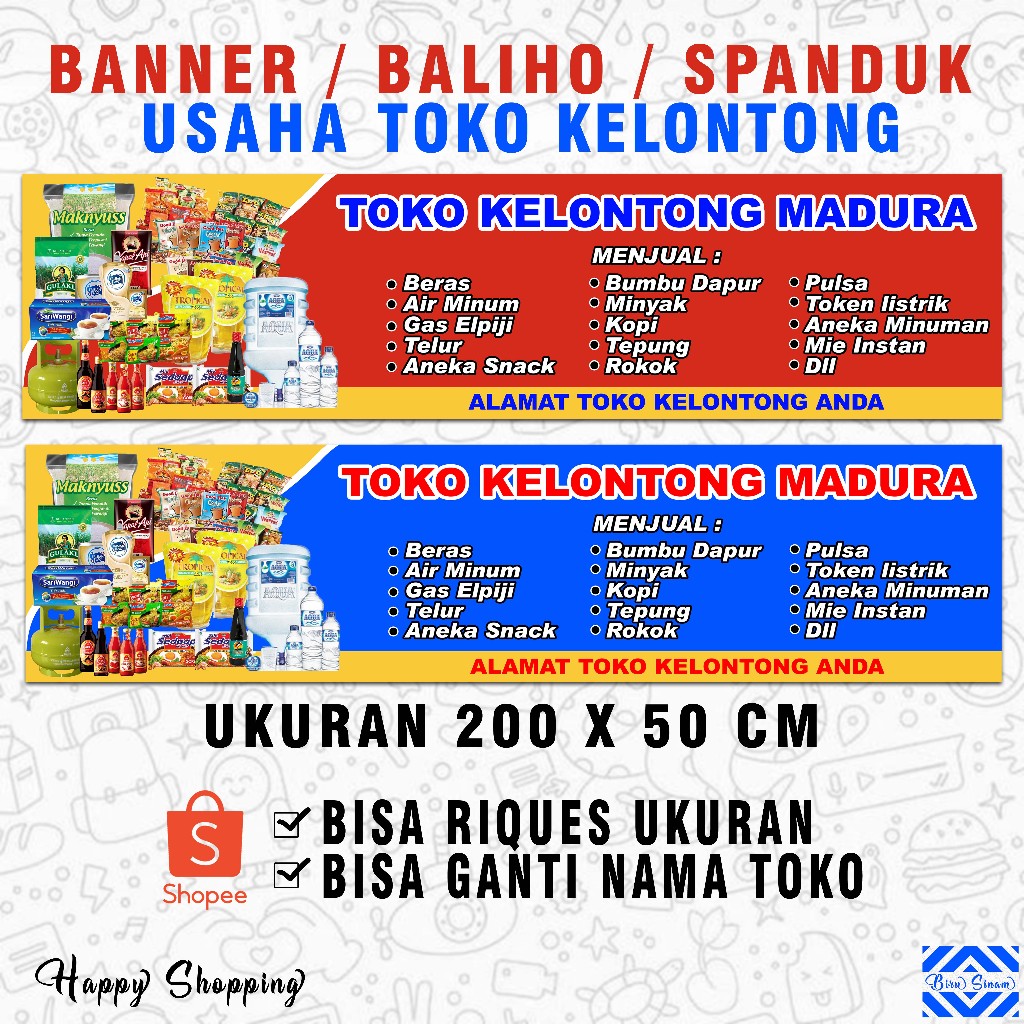 Jual Banner Spanduk Toko Kelontong Madura Ukuran 200 x 50 CM MURAHHHH | Shopee Indonesia