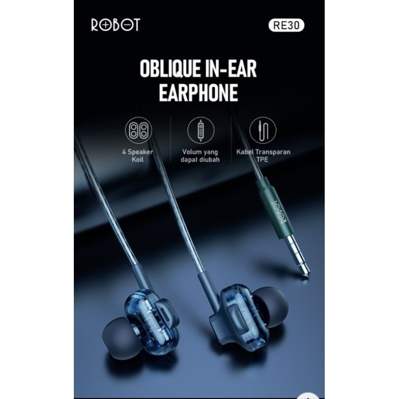 Jual Robot Headset RE30 Wired Earphone Bass High Sound Quality Android ...
