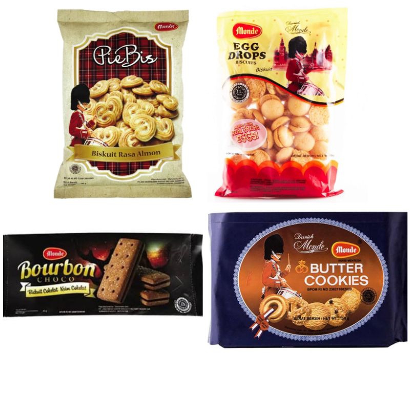 Jual Monde Aneka biskuit Butter Cookies piebis almond egg drops bourbon ...