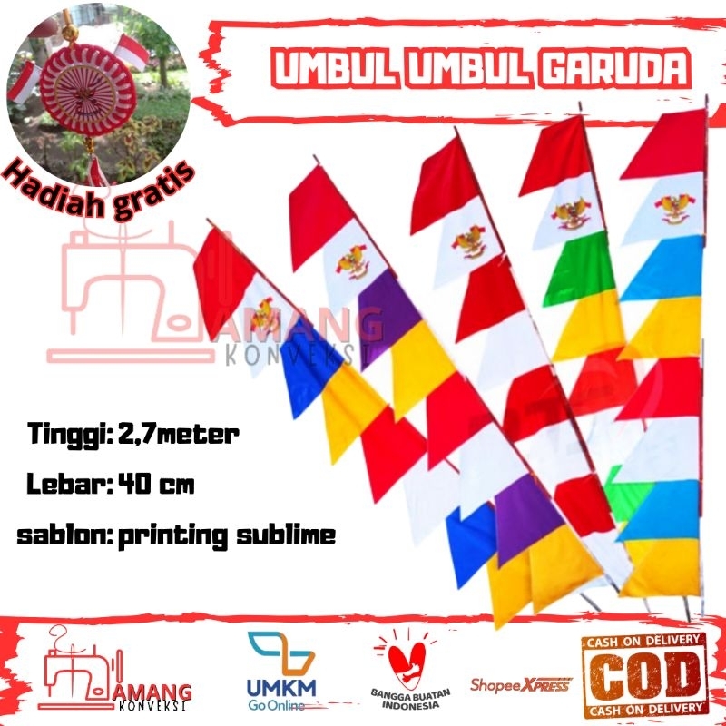 Jual BENDERA/UMBUL UMBUL WARNA WARNI/UMBUL UMBUL MERAH PUTIH/UMBUL ...