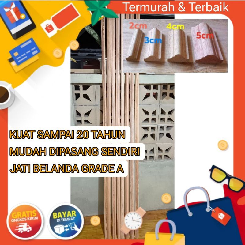 Jual List Kayu Wall Moulding ukuran 3x200cm wall moulding kayu dekorasi ...