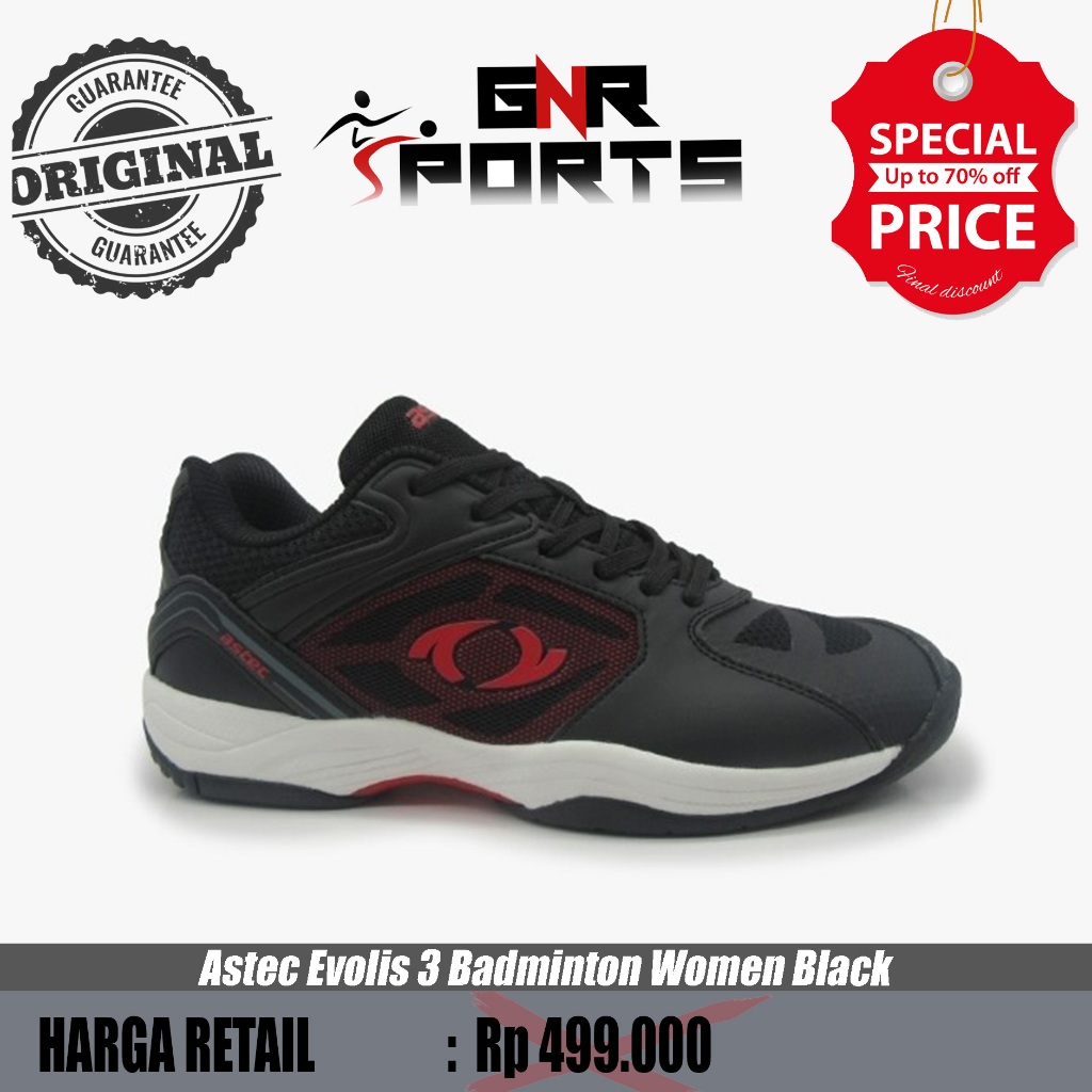 Jual Sepatu Astec Evolis 3 Badminton Women Black Original 100% | Shopee ...