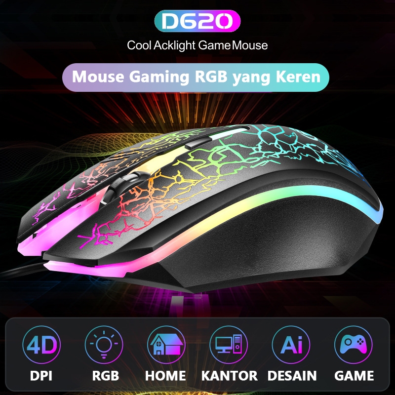 Jual Mouse Kabel Gaming/Mouse Gaming LED 7 Lampu RGB DPI Gaming Mouse ...