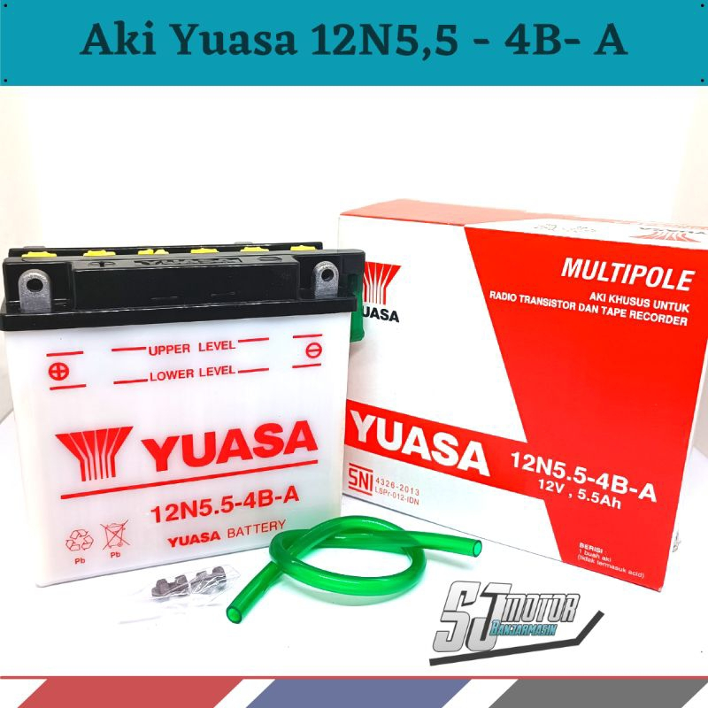 Jual Aki /Accu Yuasa Basah 12N5,5-4B-A (Multipole 5 Titik) Aki Radio Tape Lampu Emergency ...