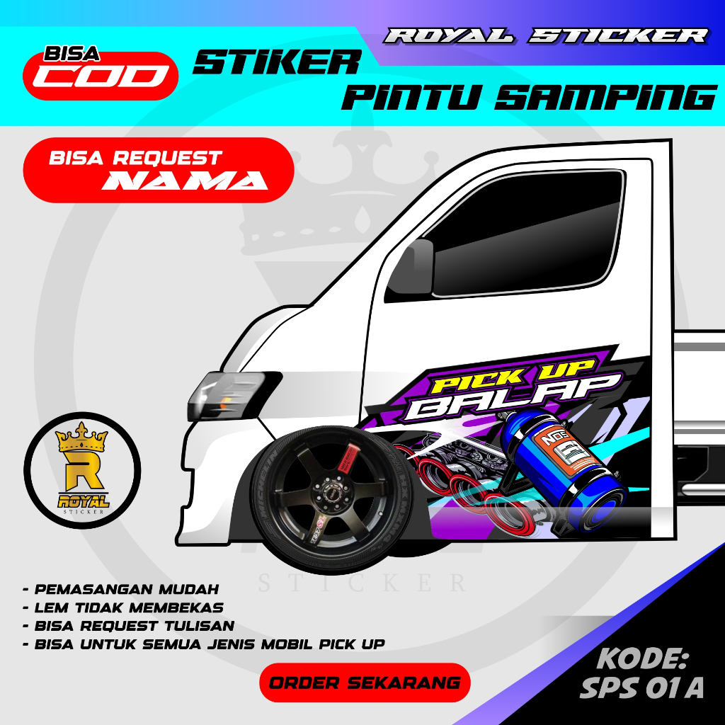 Jual SPS1-STIKER 2 SISI PINTU MOBIL PICK UP VARIASI DESAIN-STIKER MOBIL ...