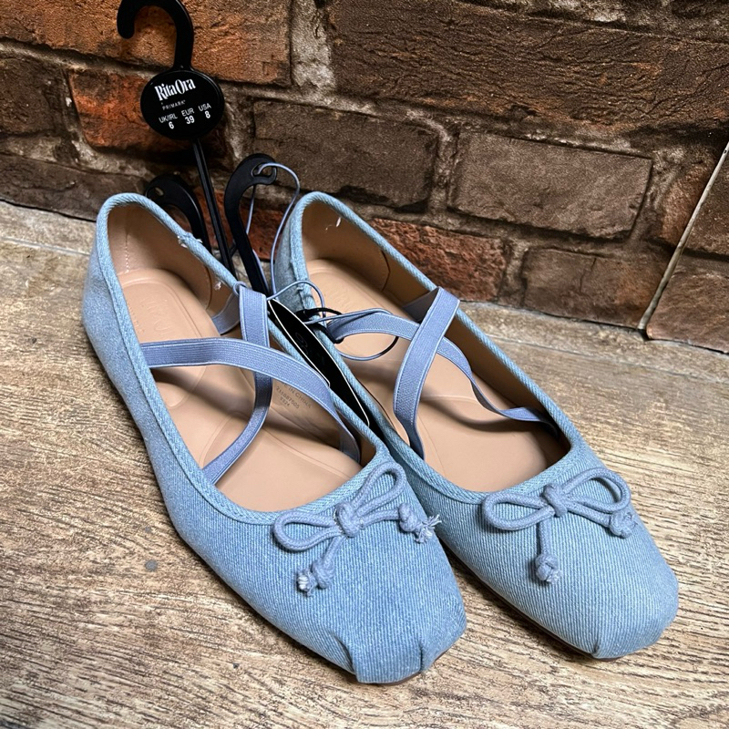 Jual Sepatu Primark Rita Ora Denim Ballet Flats With Straps (New ...