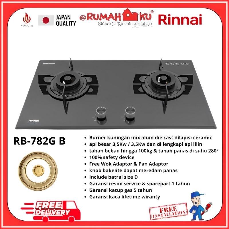 Jual Kompor Tanam Rinnai RB-782GB RB 782G B RB782G | Shopee Indonesia