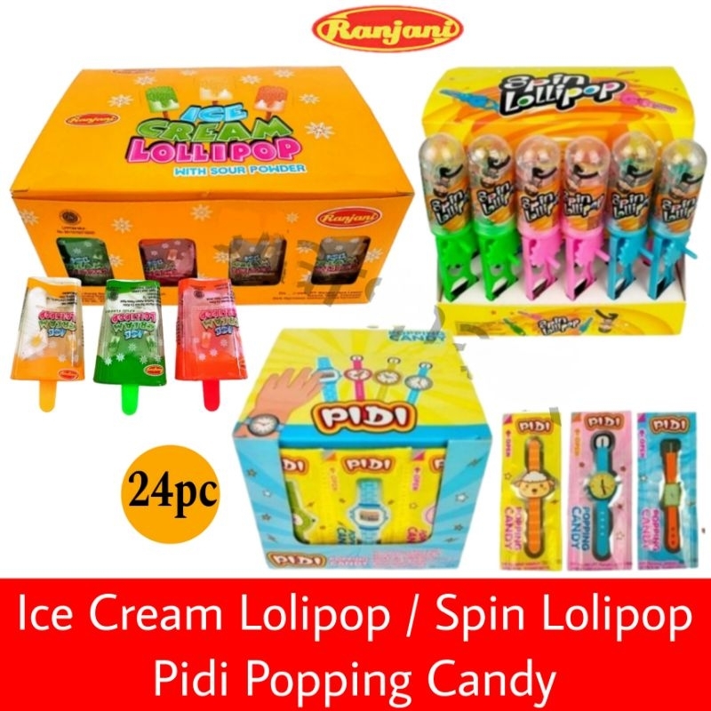Jual Ranjani ice cream spin lollipop pidi popping candy isi 24pc ...