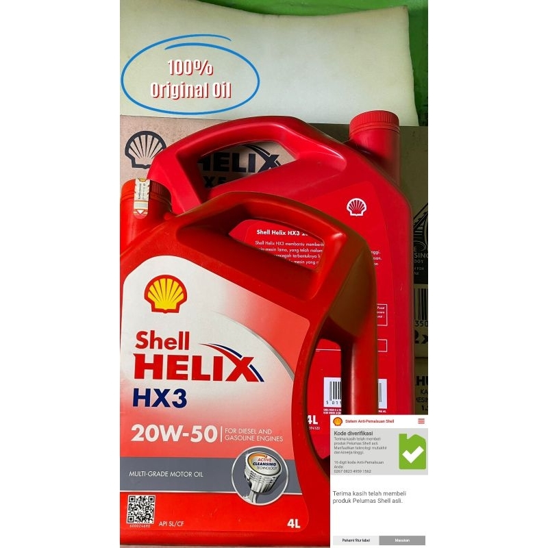 Jual Shell Helix Hx3 | 20W-50 | Ukuran 4 Liter Original engine oil ...