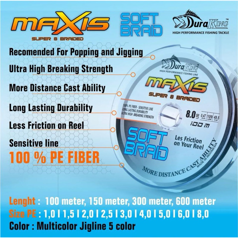 Jual Senar PE Duraking Maxis X8 100m | Shopee Indonesia
