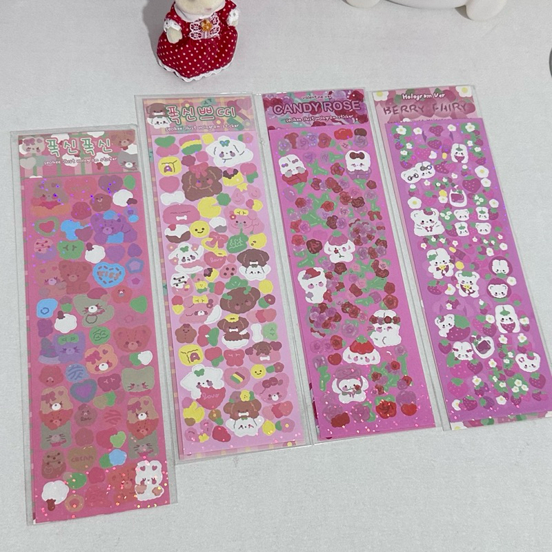 Jual sticker confetti flower red deco photocard korea readystock B415 ...