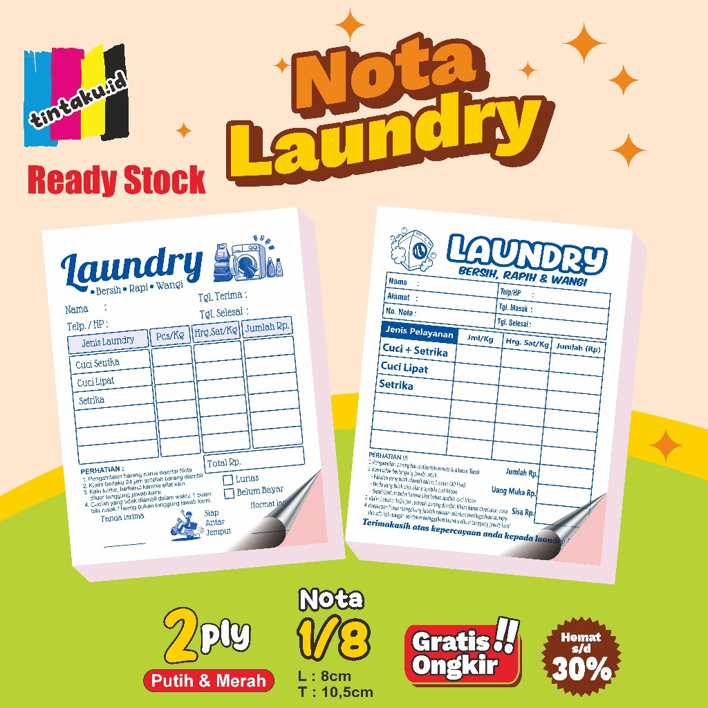 Jual NOTA LAUNDRY NCR 2PLY KECIL(READY STOCK) | Shopee Indonesia
