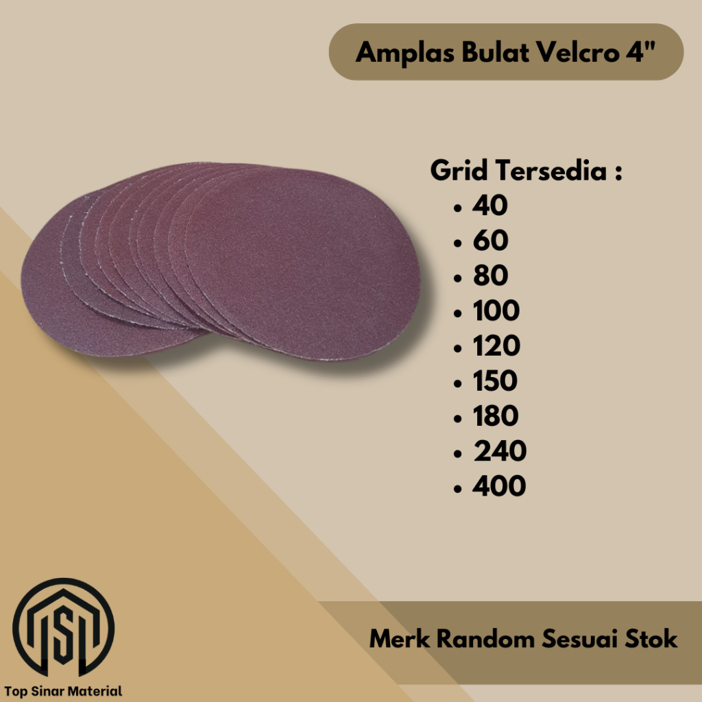 Jual 10 Lembar Amplas Bulat Velcro 4 Inch [COD] Grit Grid 40 60 80 120 ...
