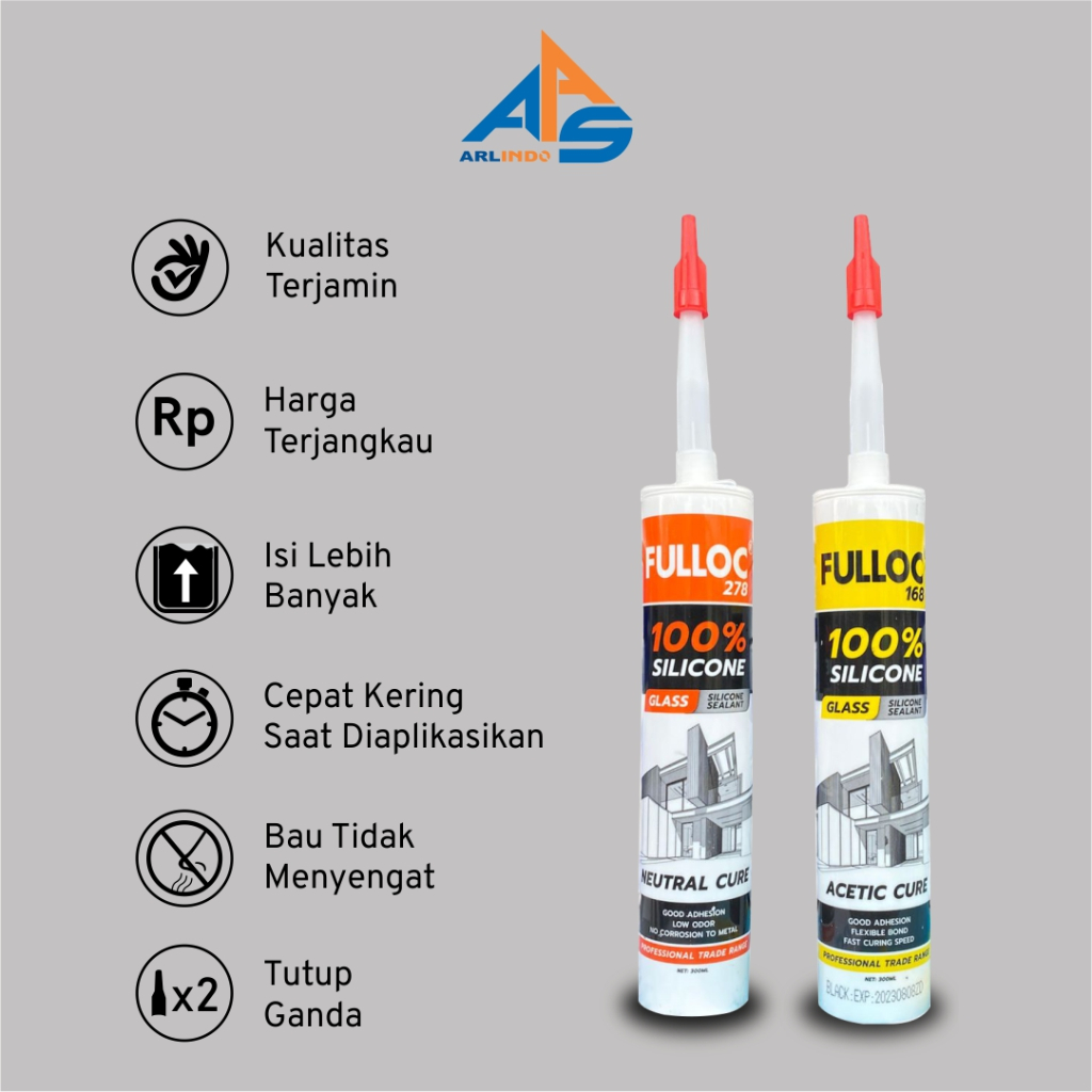 Jual Lem Kaca, sealent Fulloc silicone sealant NETRAL warna PUTIH ...