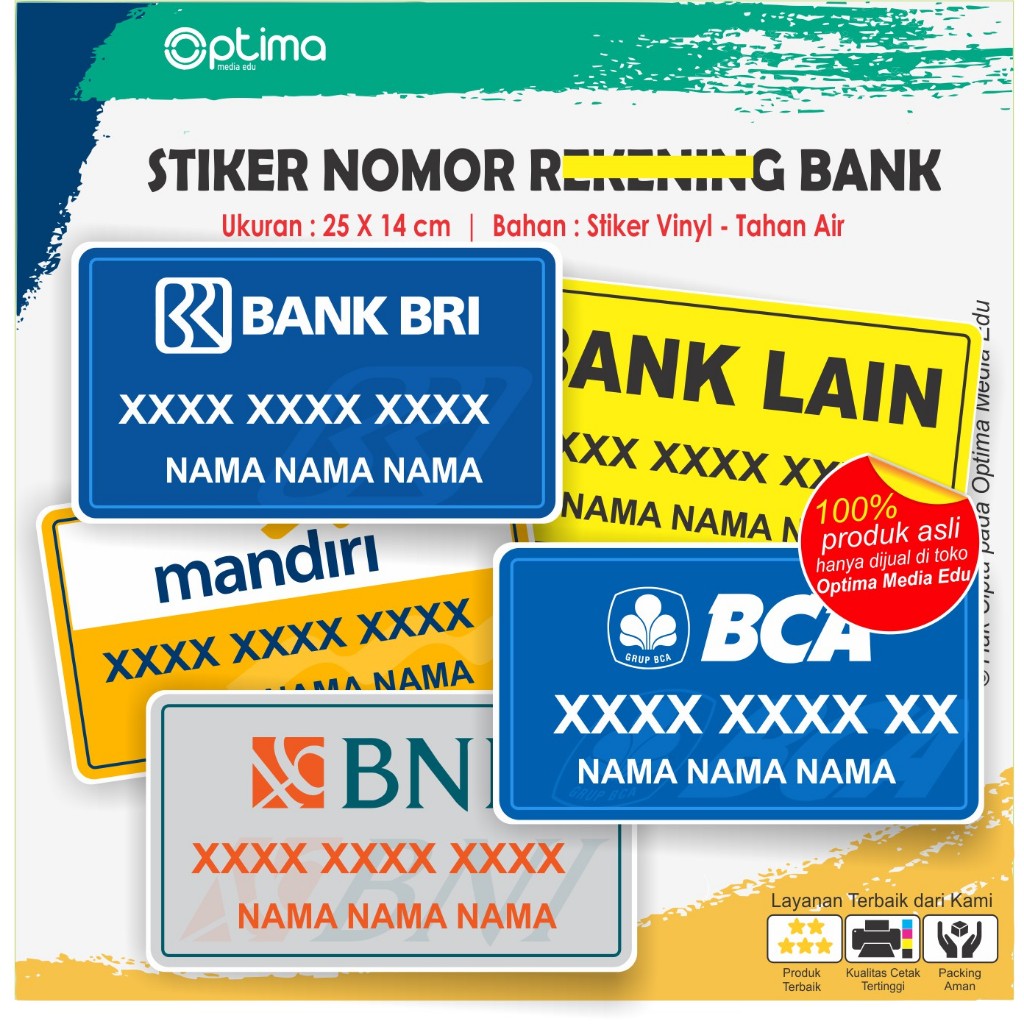 Jual Cetak Custom Stiker Tulisan Nomor Rekening untuk usaha | Shopee ...