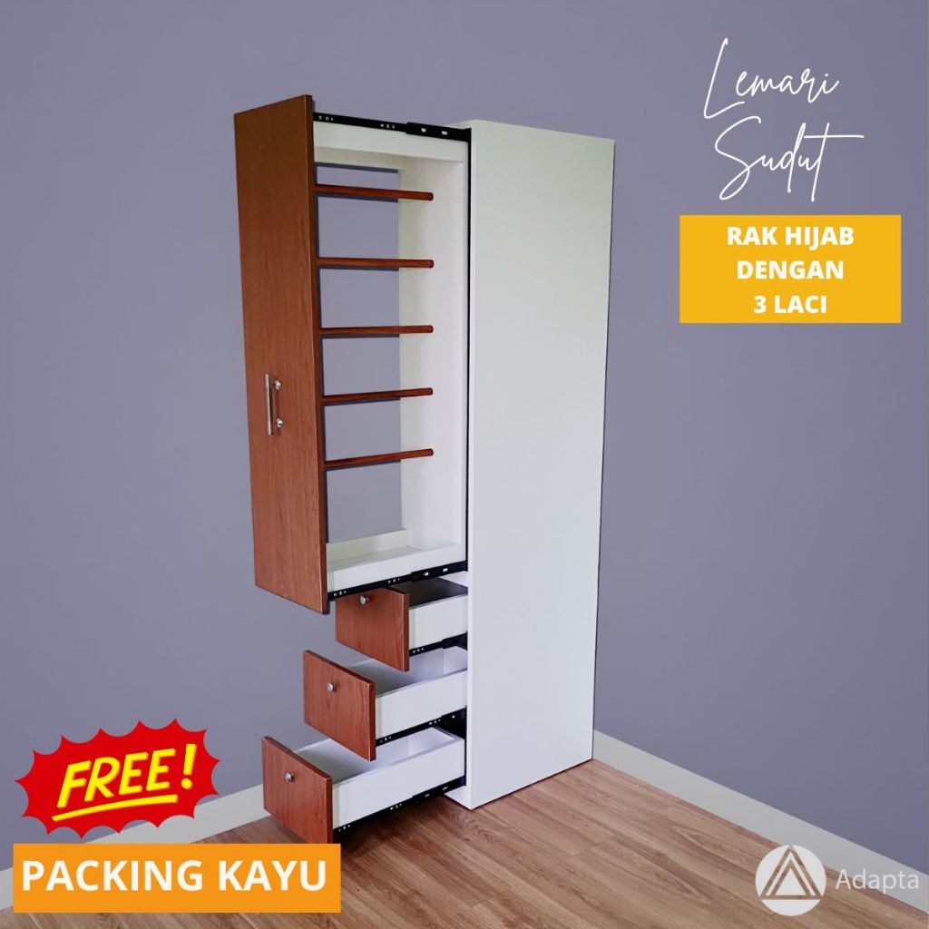Jual Adapta - Lemari Rak Hijab Minimalis Sudut Ruangan Estetik dengan 3 ...