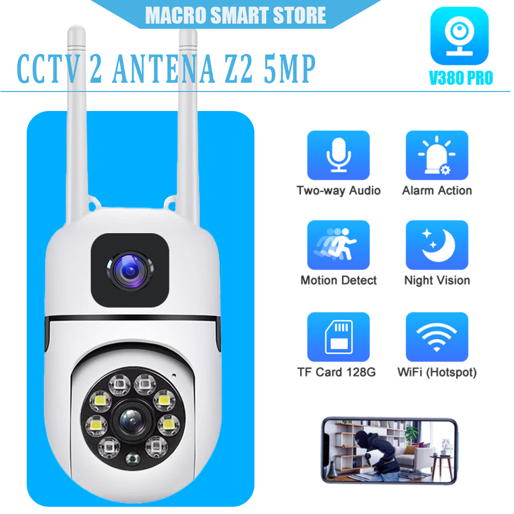 Jual V380 Pro CCTV 2 Antena Z2 Dual Lens 5MP 1080p IP Camera 360 ...
