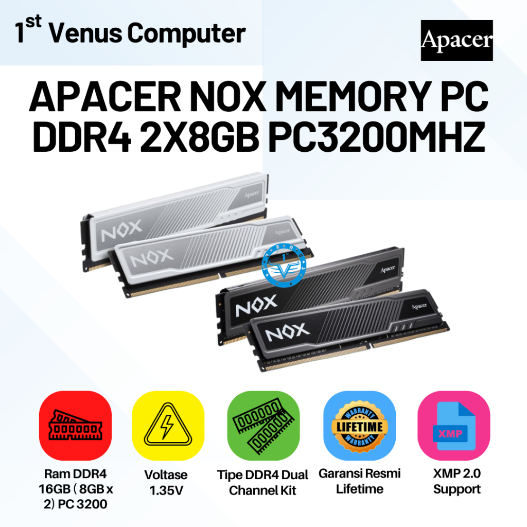 Jual Ram DDR4 16GB ( 8GB x 2) PC 3200 Apacer Nox Memory Gaming / APACER ...