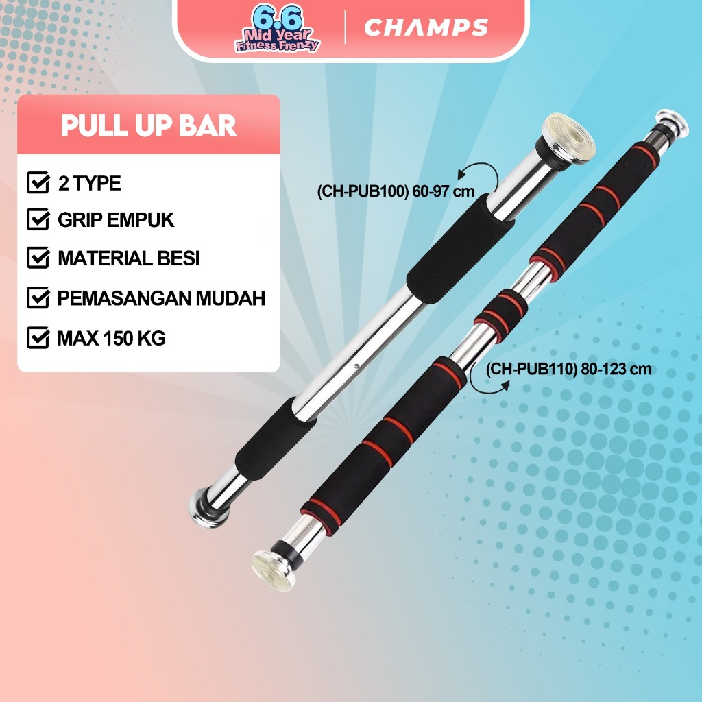 Jual CHAMPS Pull Up Bar Tiang Chin Up Adjustable | Olahraga Pintu ...