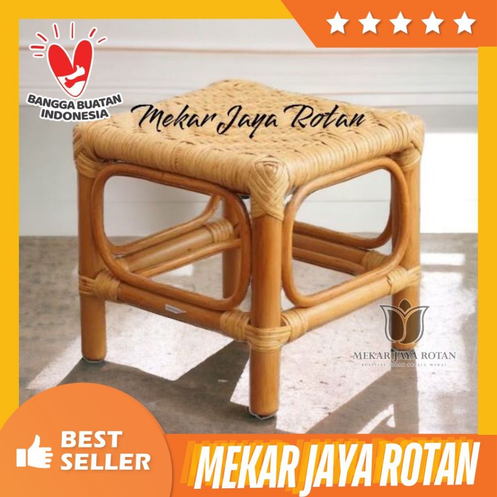 Jual Kursi Bangku Duduk Rotan Alami model Kotak sudah di pernis ...