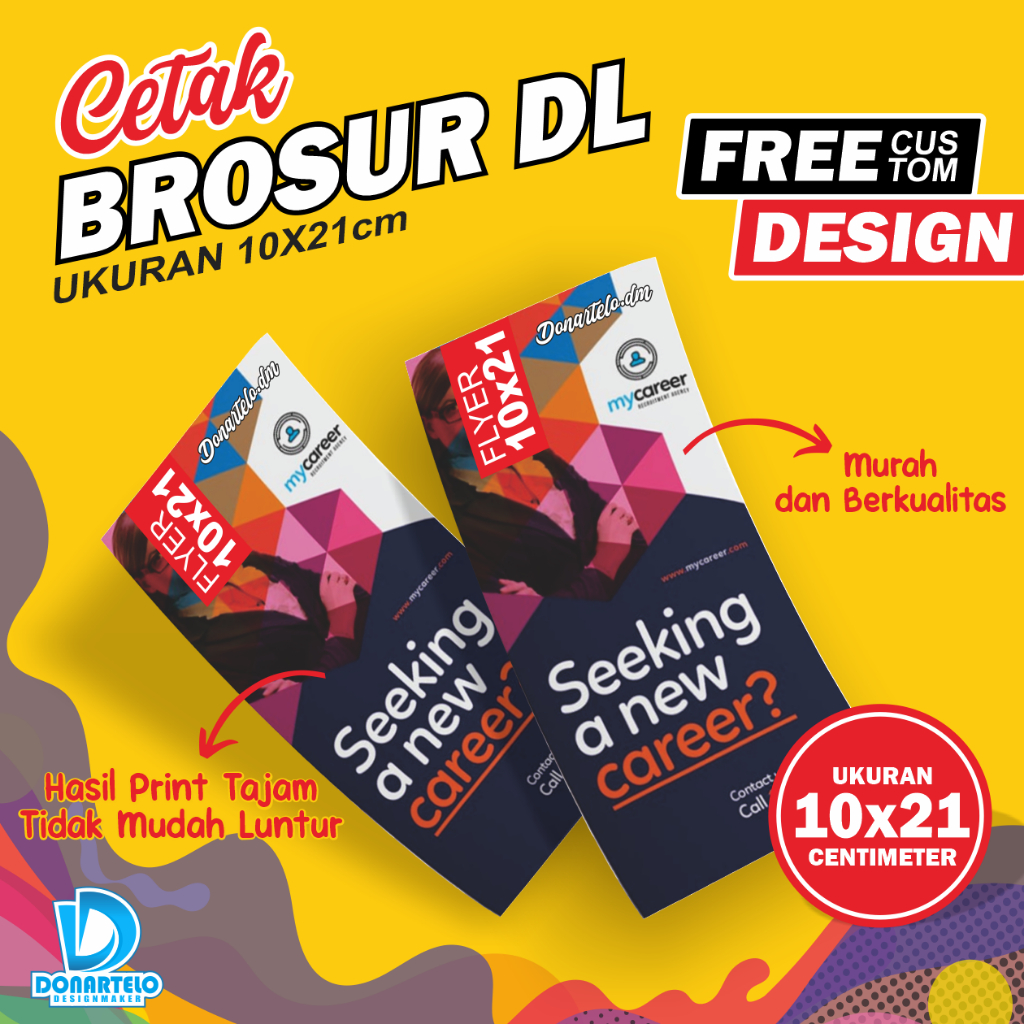 Jual Print | Cetak Brosur 1/3 A4 ukuran 10x21cm | Flyer DL Murah 1 sisi/ 2 sisi | Shopee Indonesia