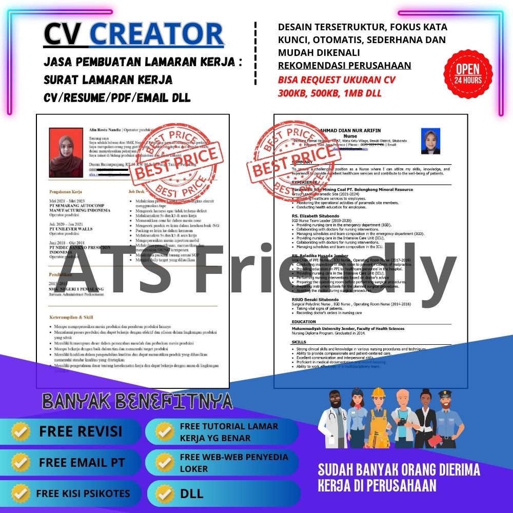 Jual Jasa pembuatan desain cv ats Friendly surat lamaran kerja | Shopee Indonesia