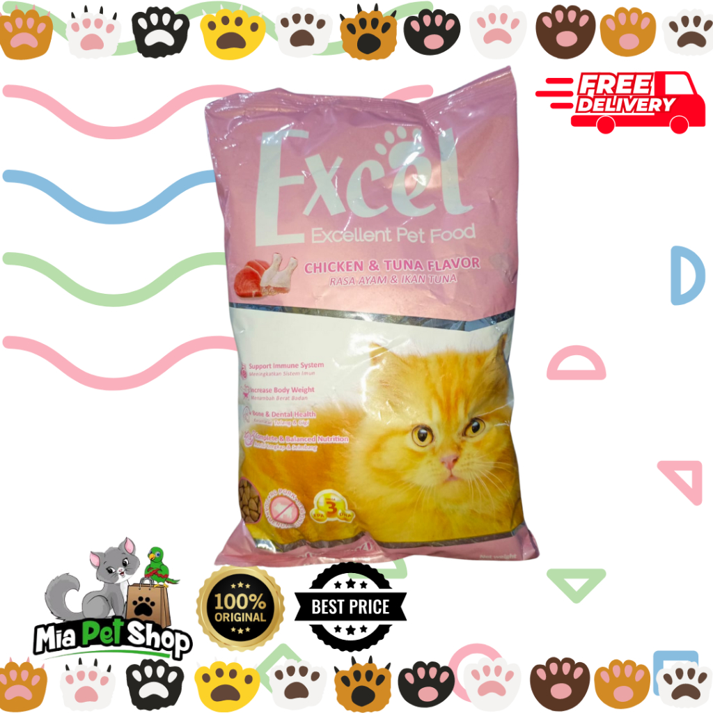 Jual Dry Cat Food EXCEL Mother & Kitten Chicken Tuna 500G - Makanan ...