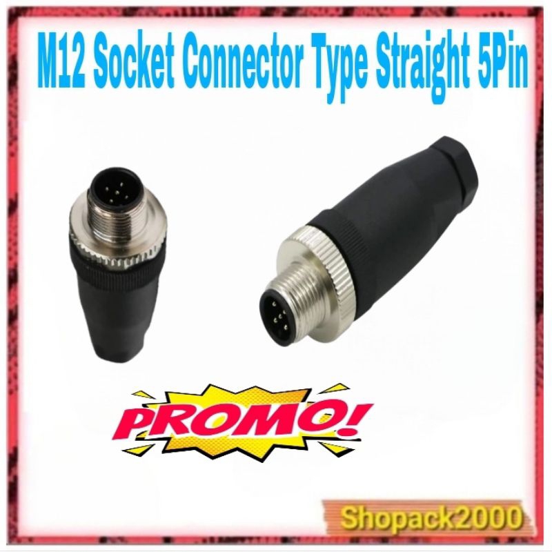 Jual M12 Socket Connector Type Straight 5 pin Male Konektor SA36 ...