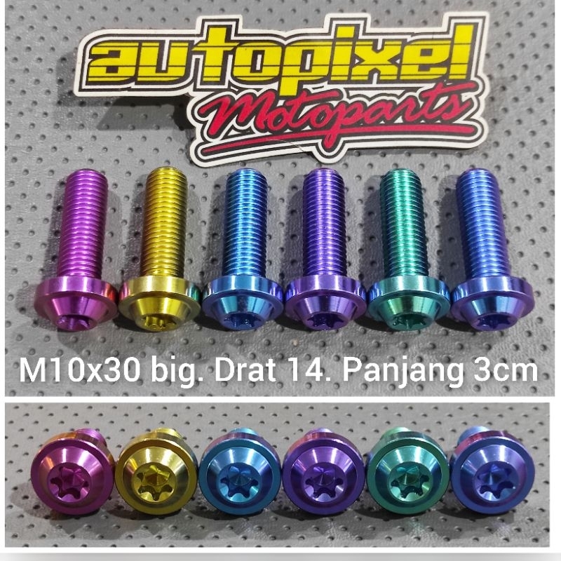 Jual Baut titanium 10x30 big baut titan drat 14 panjang 3cm grade 5 ...