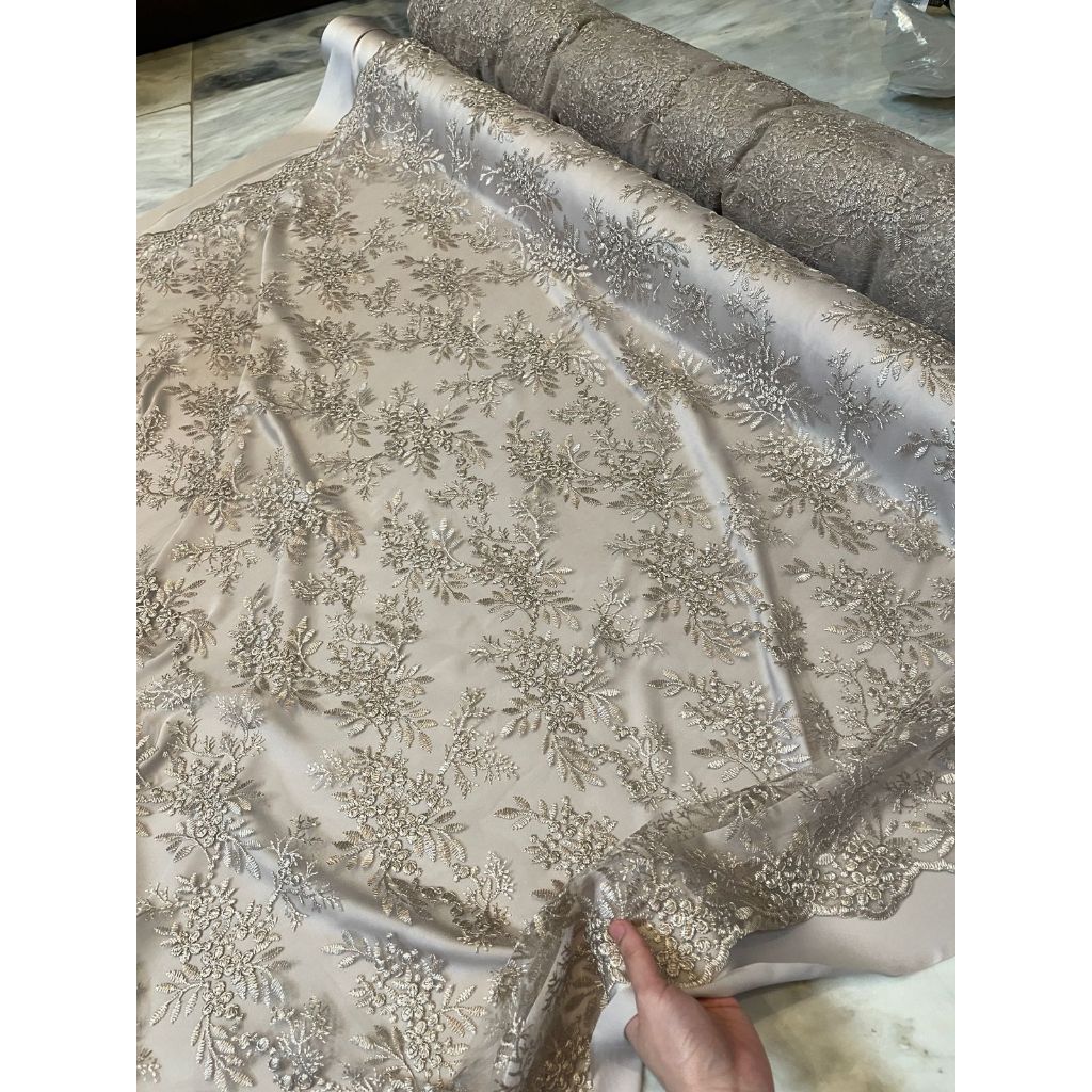 Jual Kain Brokat Tile Embroidery 2 Tone Mewah Daisy Series Harga ...